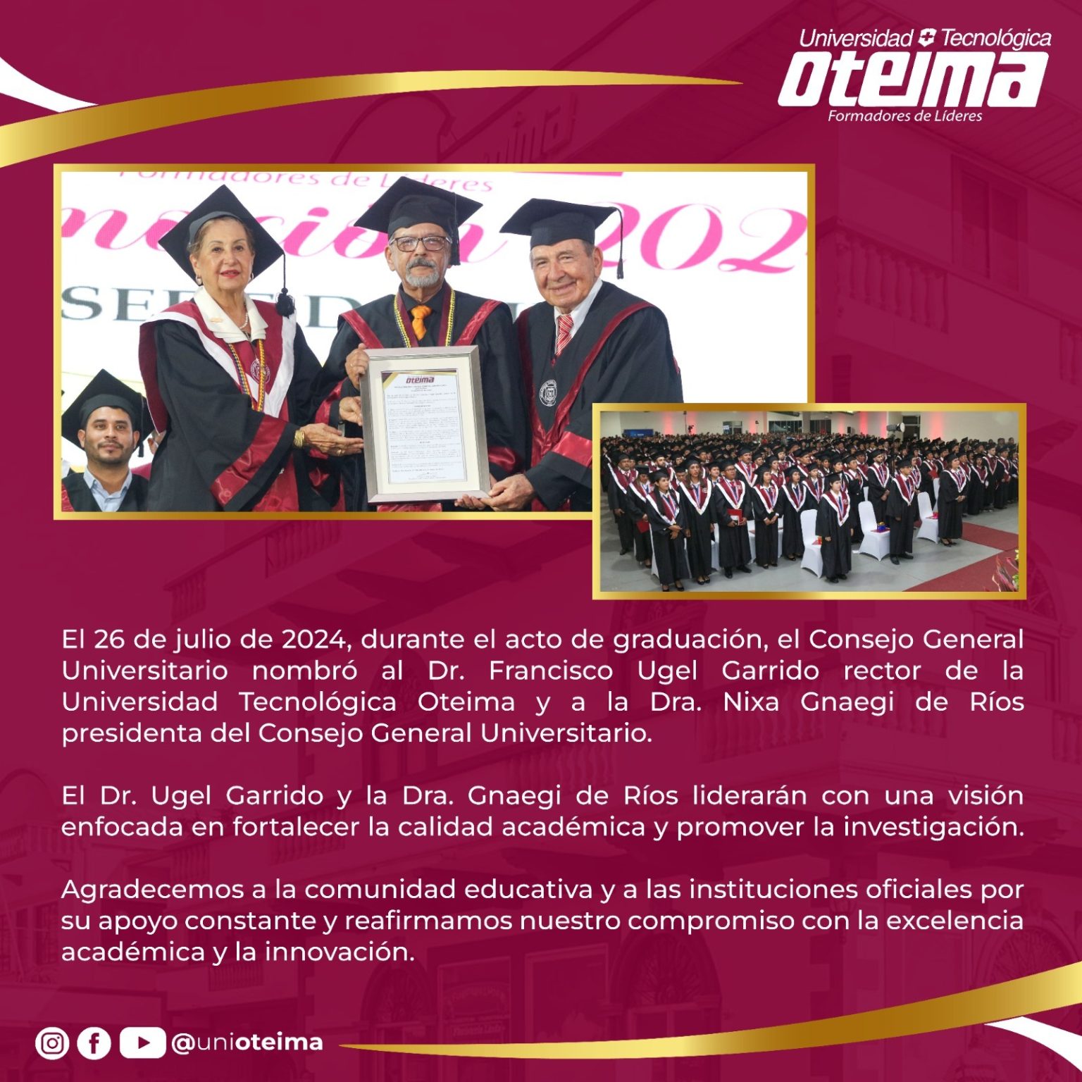La Universidad Tecnológica Oteima da la Bienvenida a su Nuevo Rector y ...