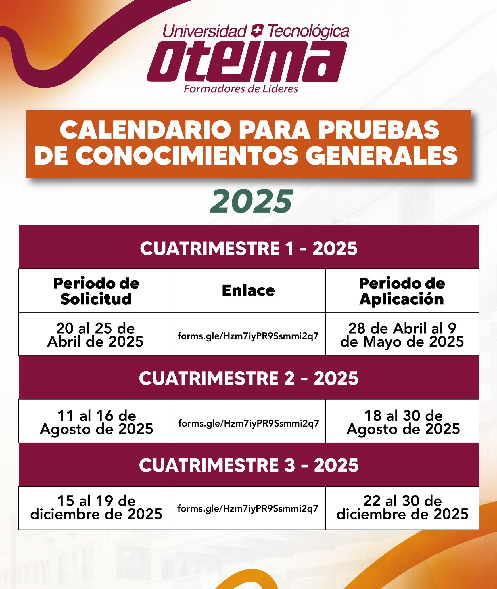 Calendario de Eventos Oteima - Universidad Tecnológica OTEIMA